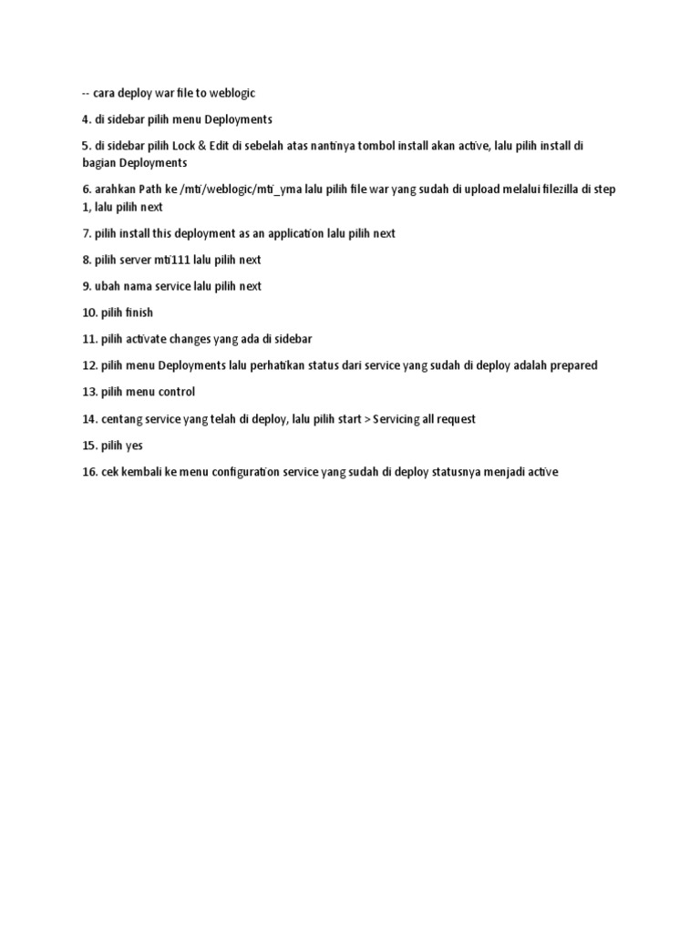 Cara Deploy War File To Weblogic | PDF