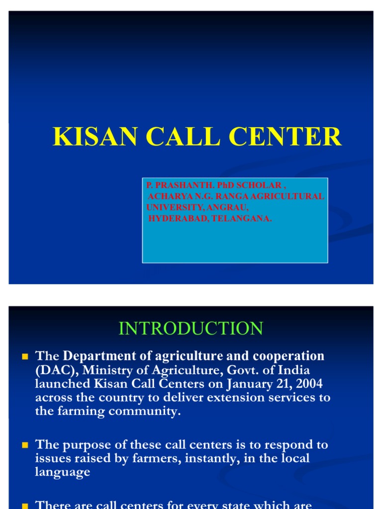 Kisan Call Center | Download Free PDF | Call Centre | Agriculture