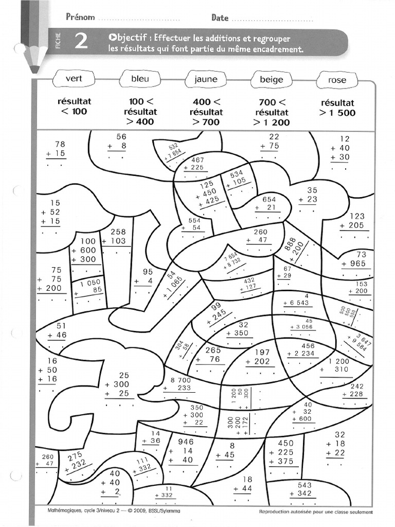 Coloriages Codés Mathématiques 1 CM PDF | PDF