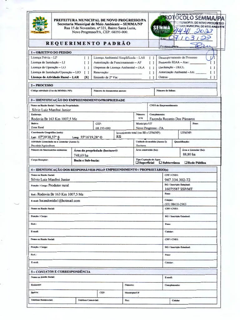 Protocolo Da Lar Silvio Luiz | PDF