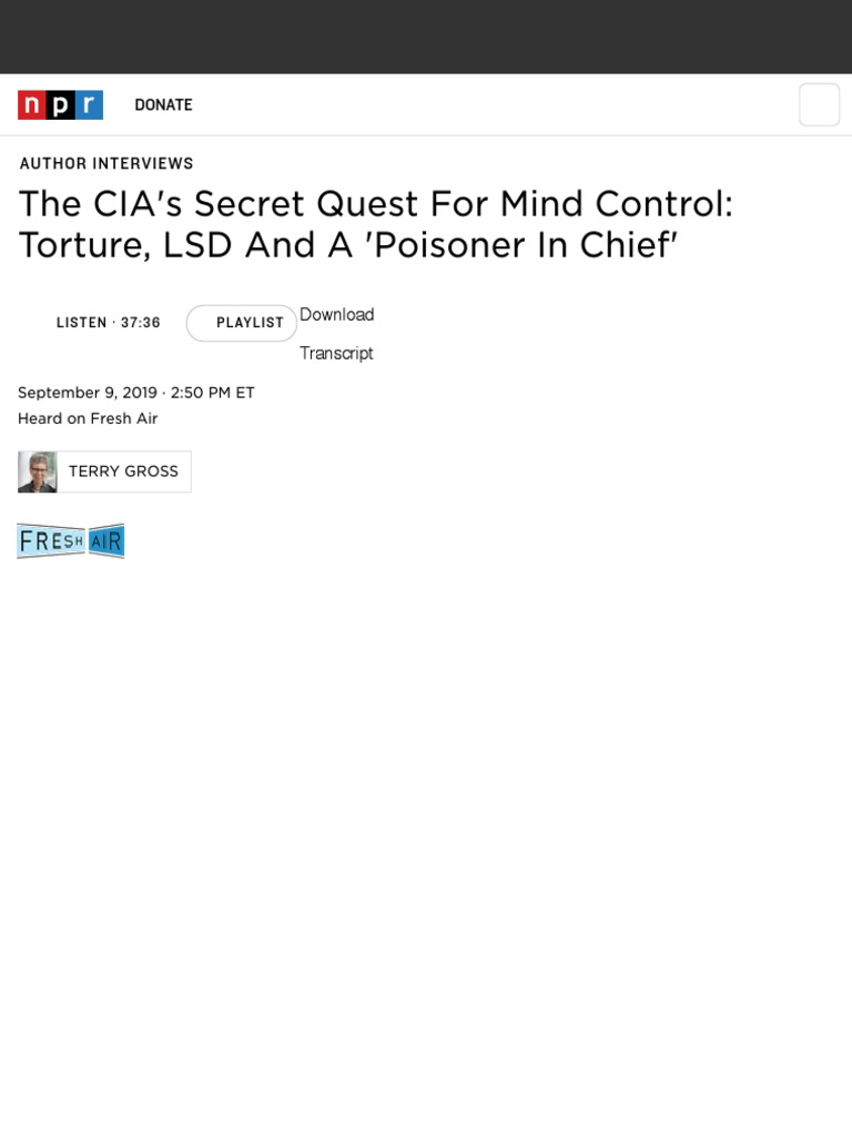 'Poisoner in Chief' Details The CIA's Secret Quest For Mind Control ...