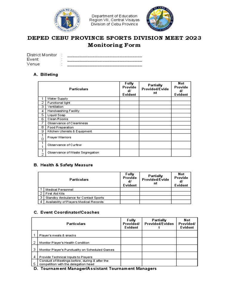 Monitoring Form | PDF