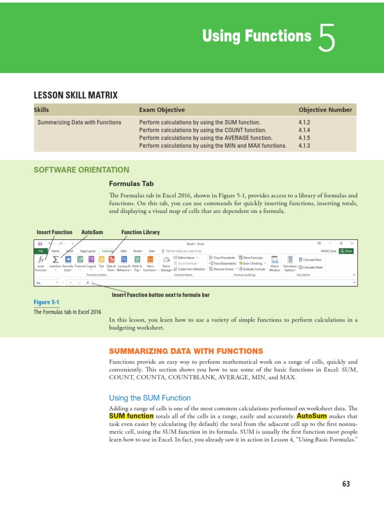 Excel Lesson 05 | PDF | Microsoft Excel | Function (Mathematics)
