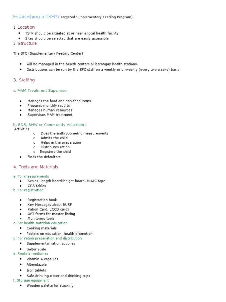 Establishing A TSFP | PDF | Health Care | Health Sciences