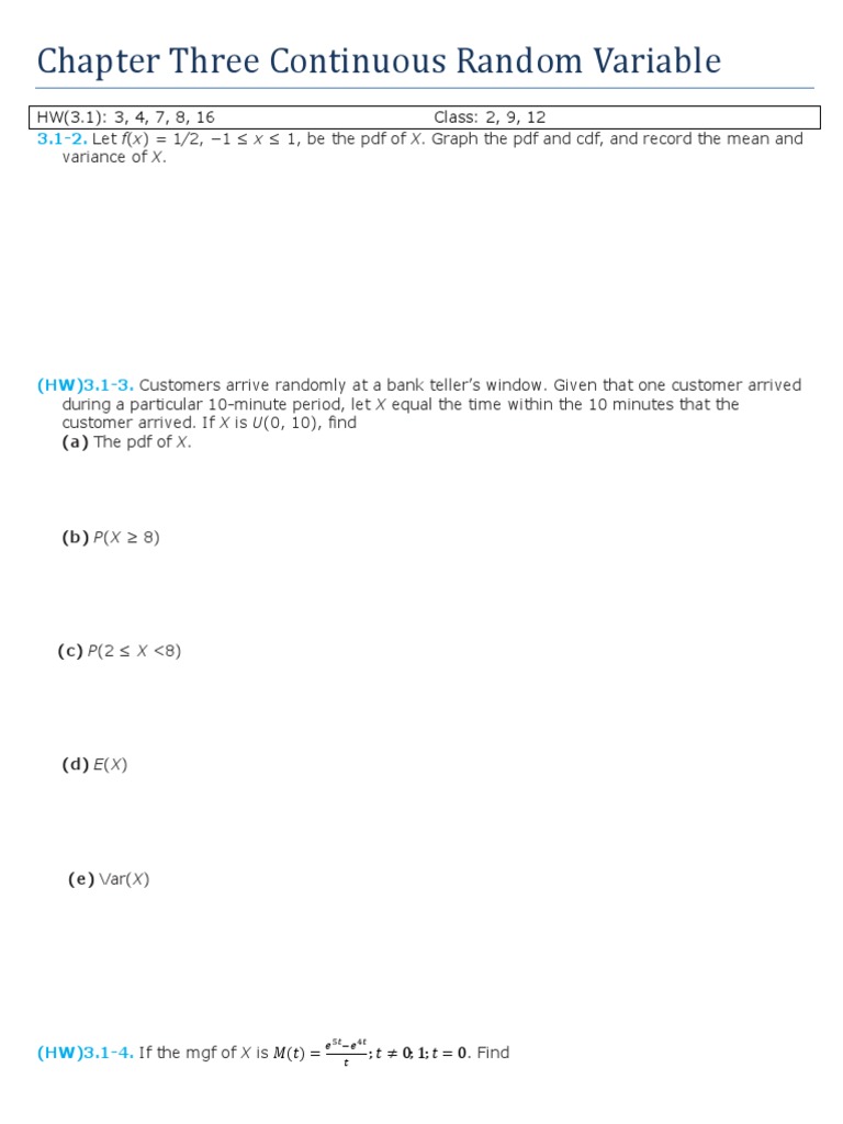 ch3 PDF | PDF | Probability Density Function | Variance