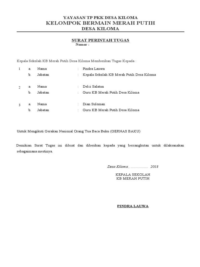 CONTOH SPPD PAUD | PDF