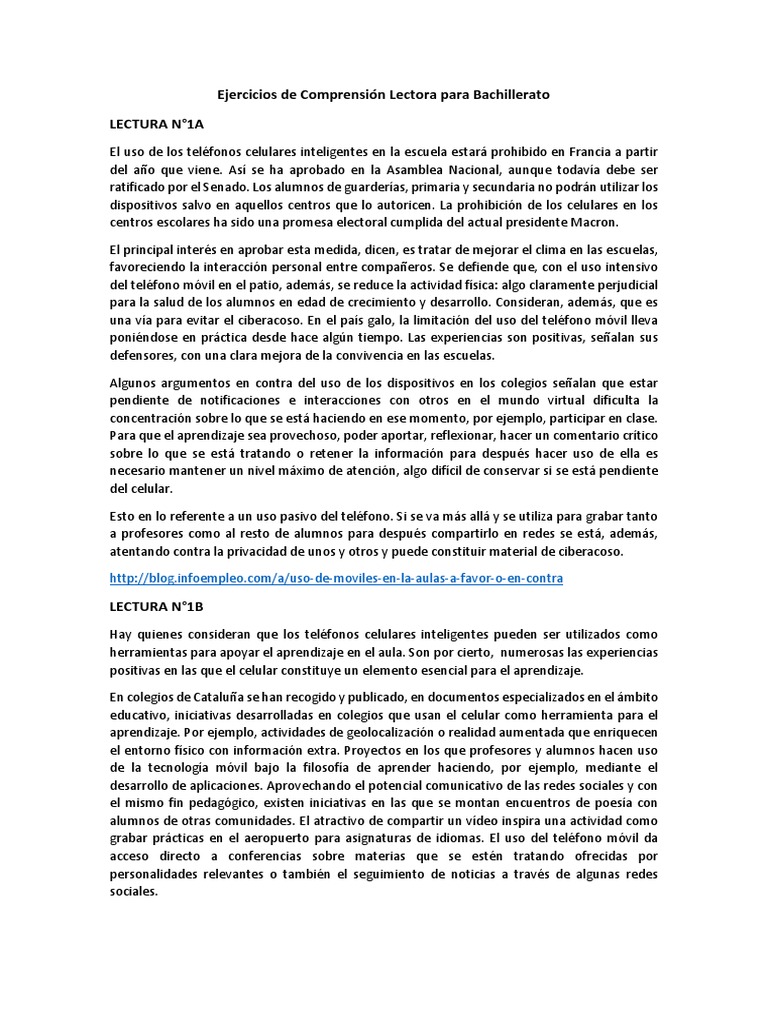 Lectura De Comprensión Pdf Pdf Teléfonos Móviles Aprendizaje