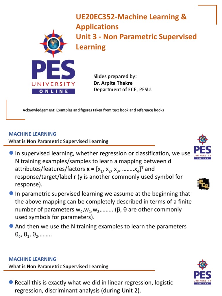 Ue20ec352 Machine Learning And Applications Unit 3 Non Parametric Supervised Learning Pdf