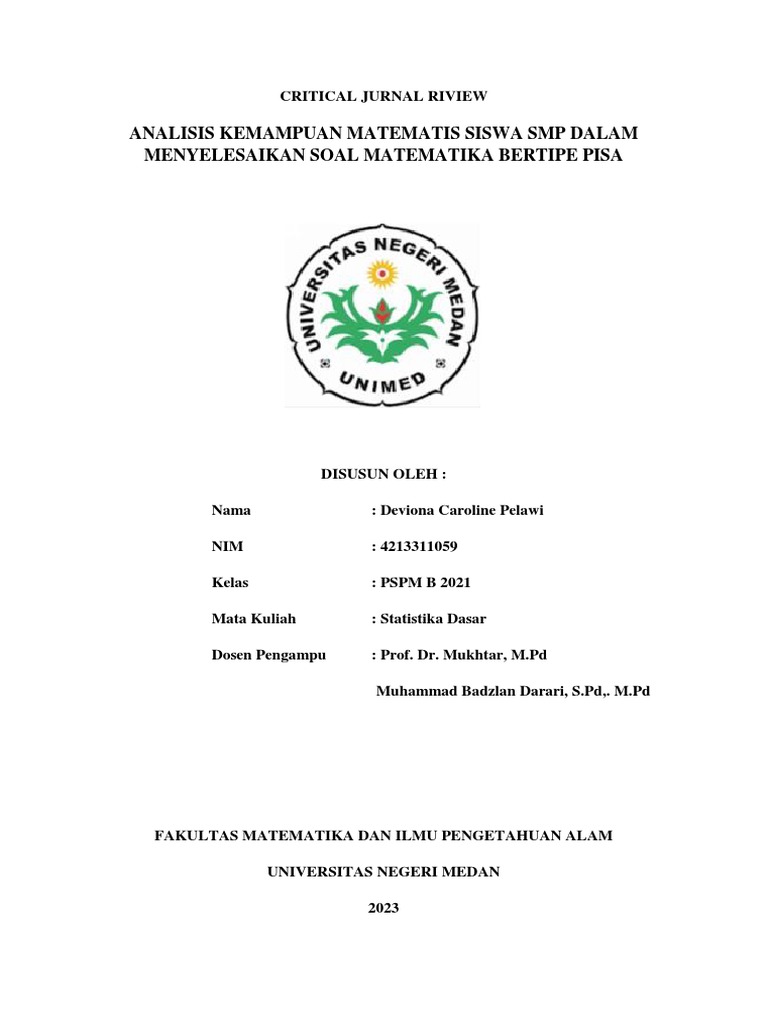 CJR Statistika Dasar Deviona Caroline Pelawi | PDF