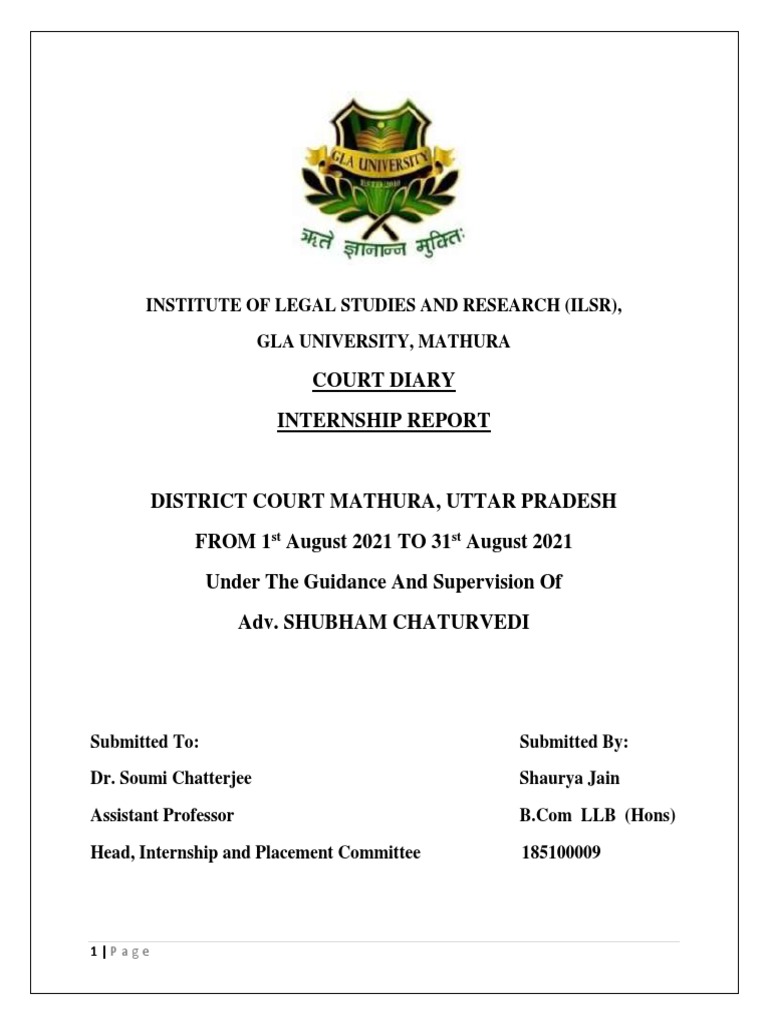 District Court Internship Report | PDF | Advocate | Judge