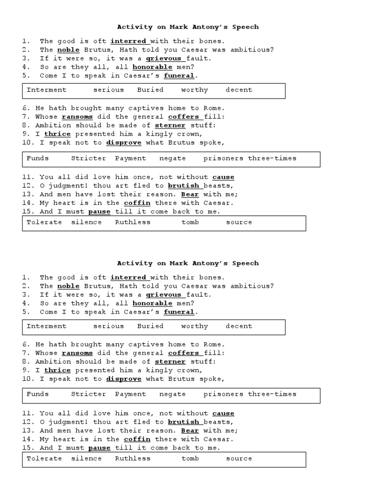 Activity On Mark Antony | PDF