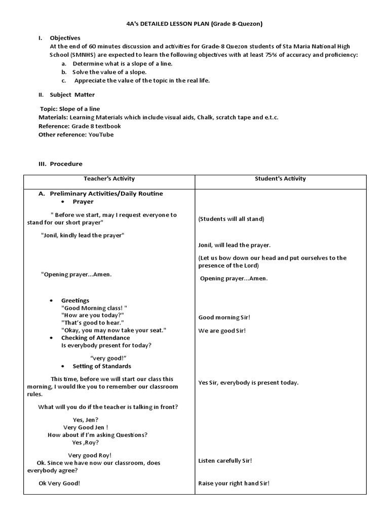 Lesson - Plan - For - COT - EDU S. CHIONG | PDF | Slope