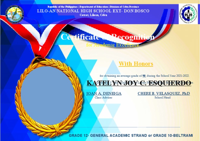 Certificate Academic Excellence Template A4 Size | PDF