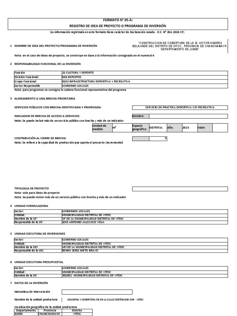 Formato 5a - Vitoc - Ie Victor Andres Belaunde | PDF | Economias