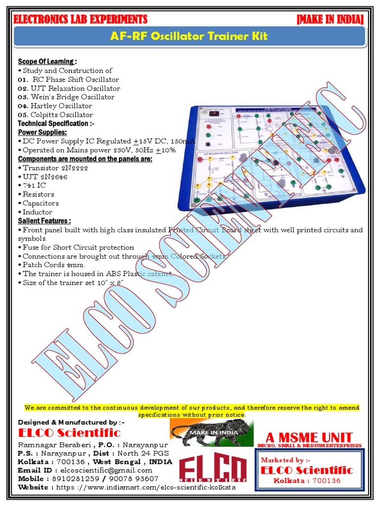 Af RF Oscillator Trainer Kit | PDF