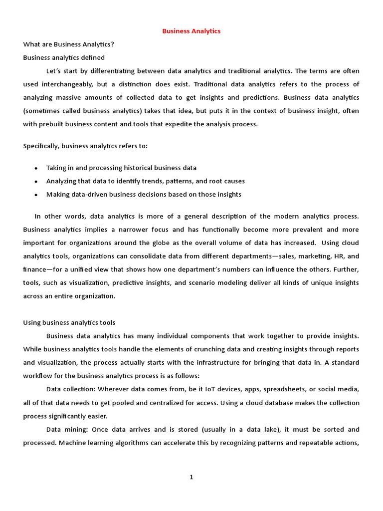Business Analytics | PDF | Analytics | Business Intelligence