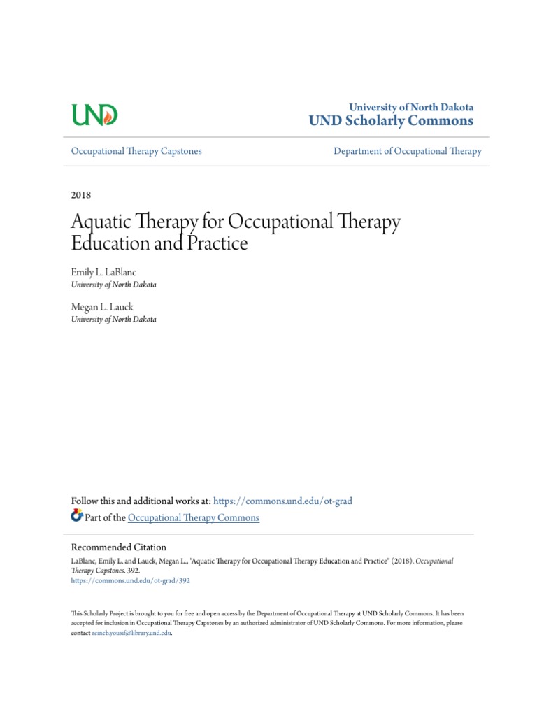 Aquatic Therapy For Occupational Therapy Education and Practice | PDF ...