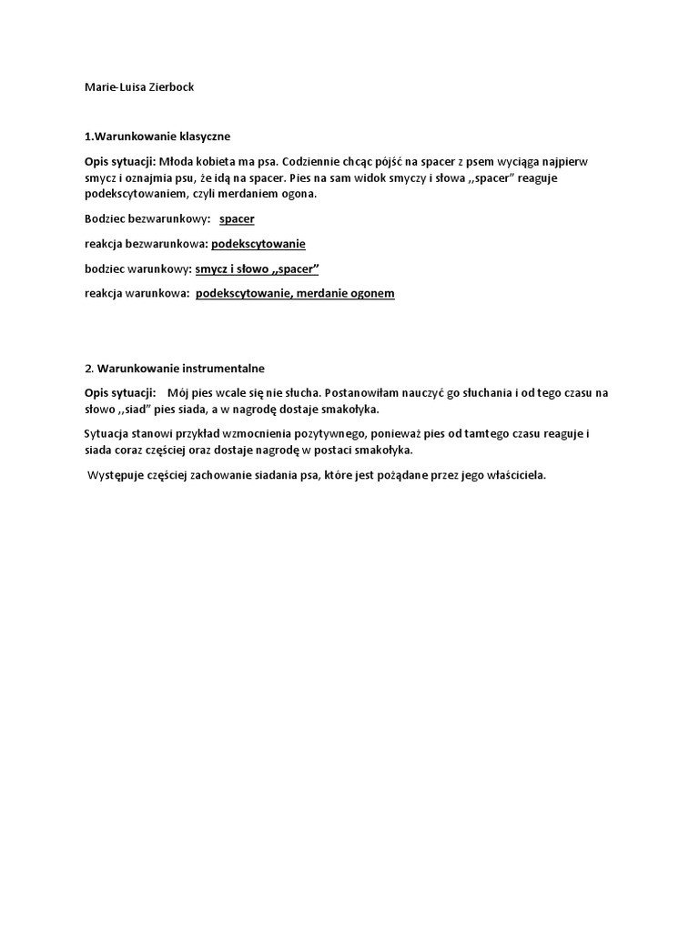 Warunkowanie Klas. I Instr. PDF | PDF