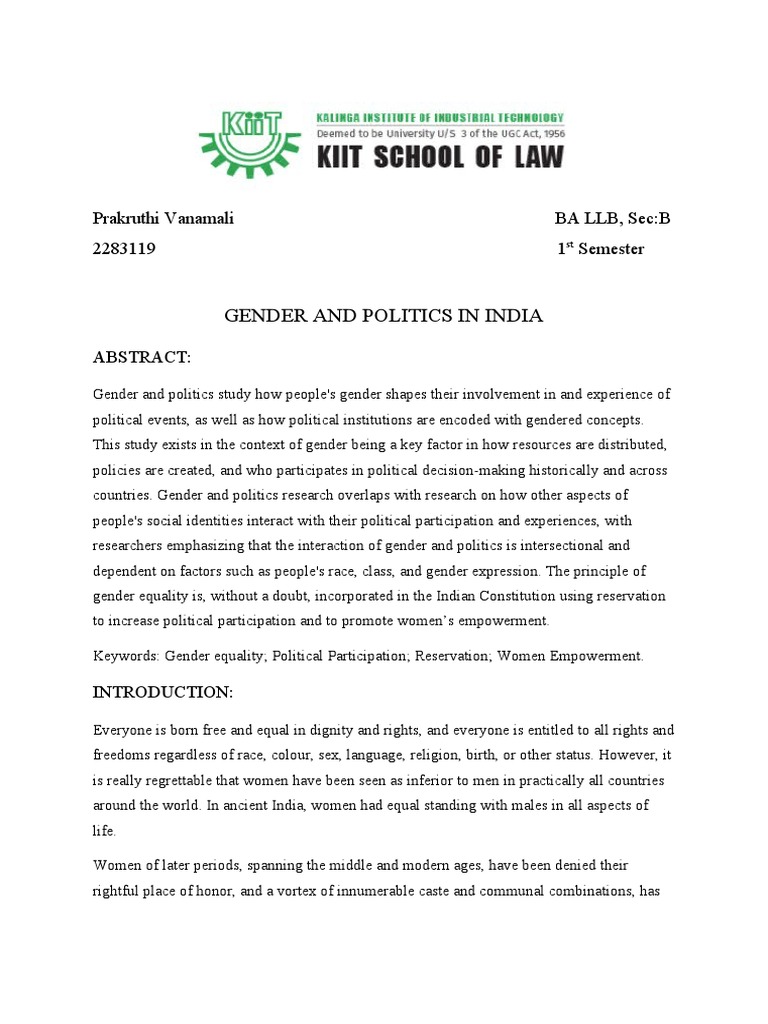 Political Science Assignment 1 | PDF | Gender Equality | Gender Studies