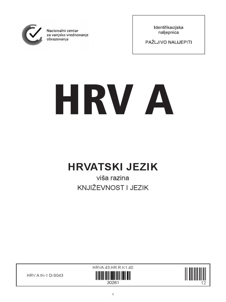 HRV A: Hrvatski Jezik | PDF