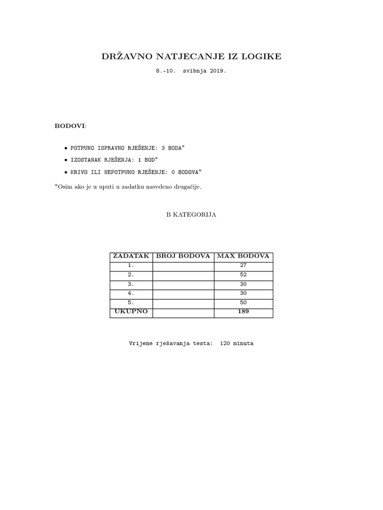 Logika Drzavno 2019 B PDF | PDF