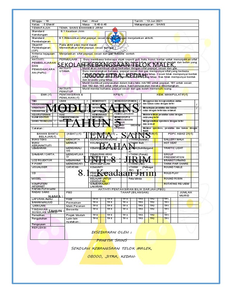 MODUL PDPR - Keadaan Jirim | PDF