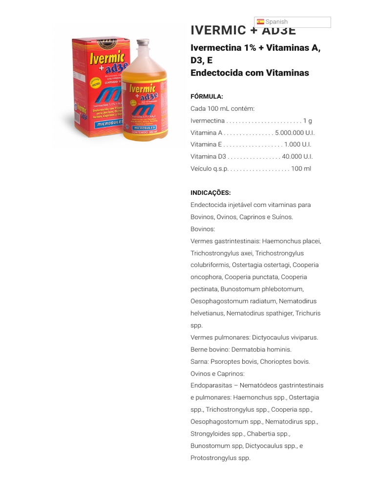 Ivermic + AD3E - Laboratorios Microsules | PDF | Leite | Comidas e bebidas