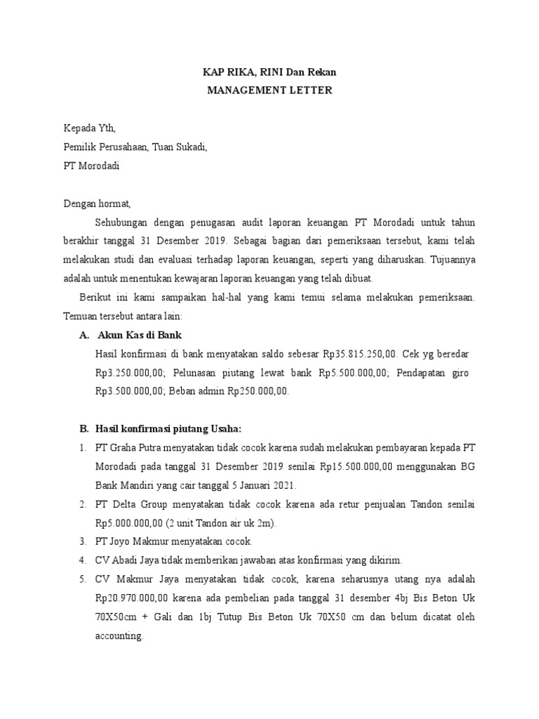 Management Letter | PDF