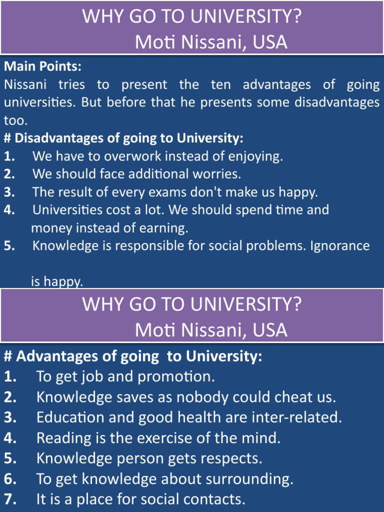 Advantages and Disadvantages of University | PDF | Theory Of Mind ...