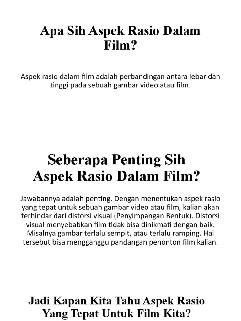 Apa Sih Aspek Rasio Dalam Film | PDF