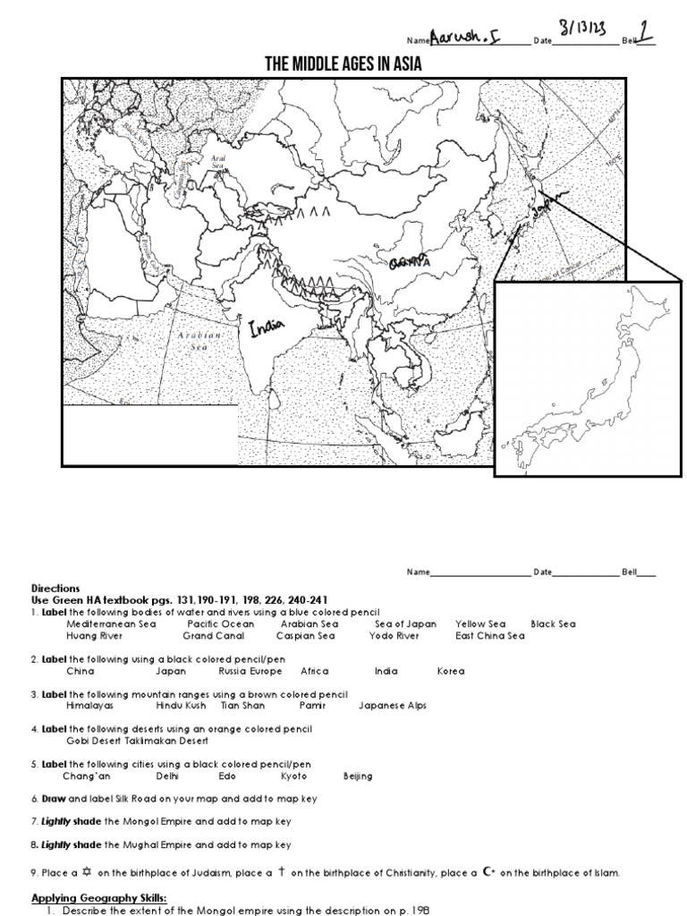 Middle Ages in Asia Map | PDF | Asia | Silk Road