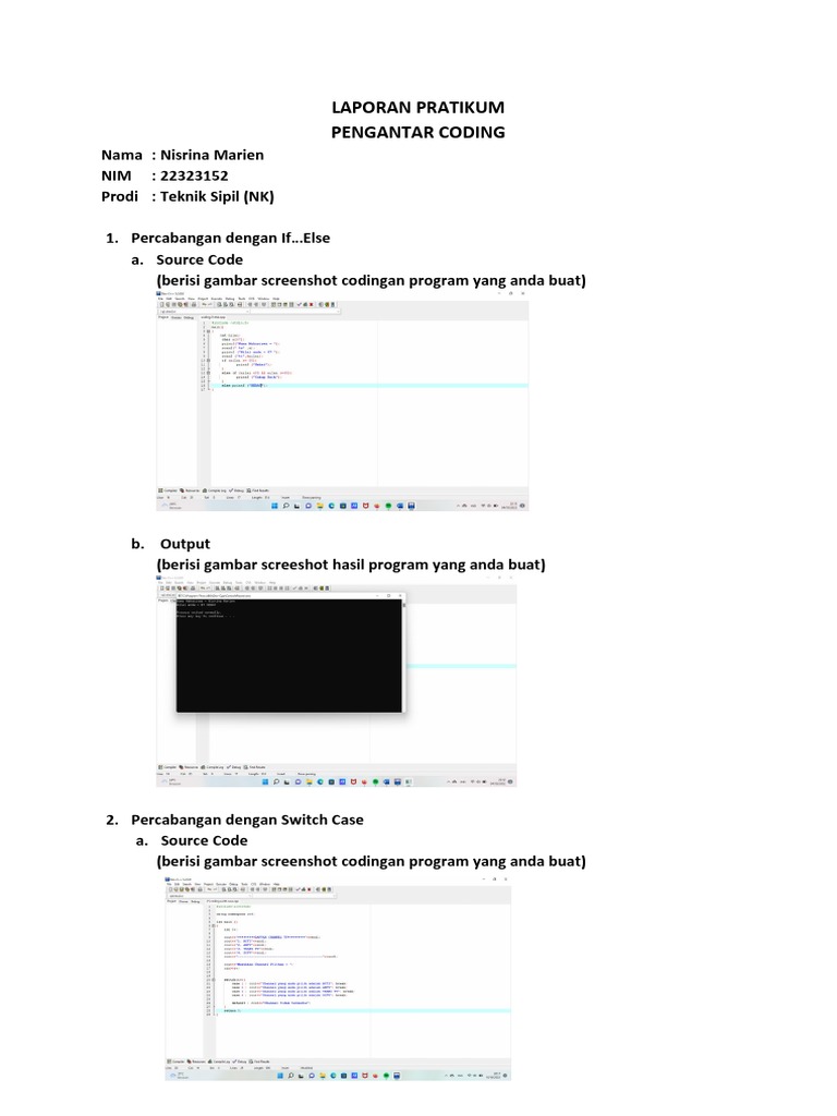 Laporan Pratikum Coding | PDF