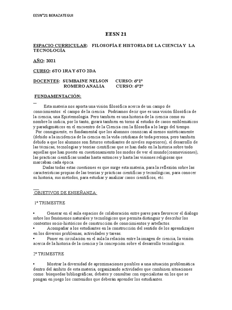 Planificacion FHCT | PDF | Science | Teoría