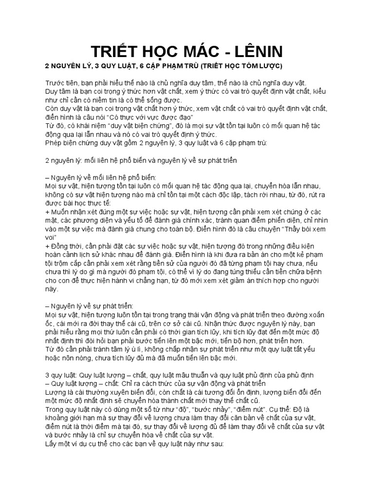 Triết Học Mác -Lênin | PDF