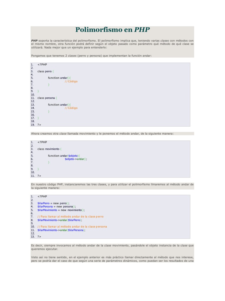 Polimorfismo En Php Pdf 