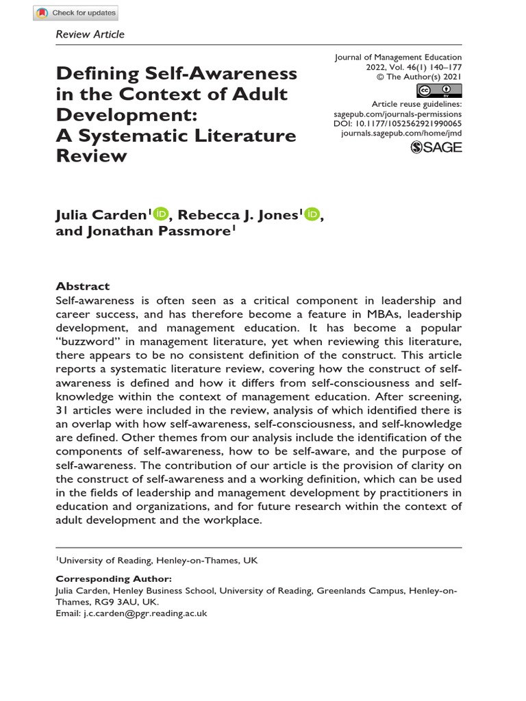 Best Article For Self Awareness | PDF | Self Awareness | Awareness