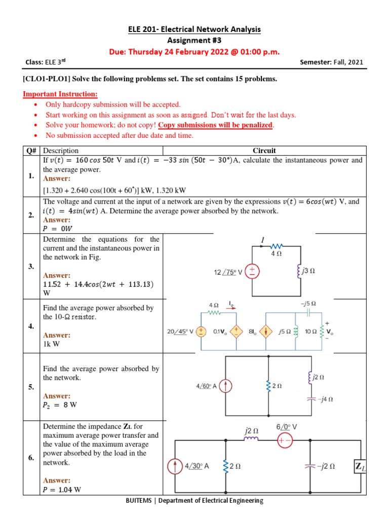 Assignment 3 | Download Free PDF | Ac Power | Electrical Network Assignment 3 | Download Free PDF | Ac Power | Electrical Network