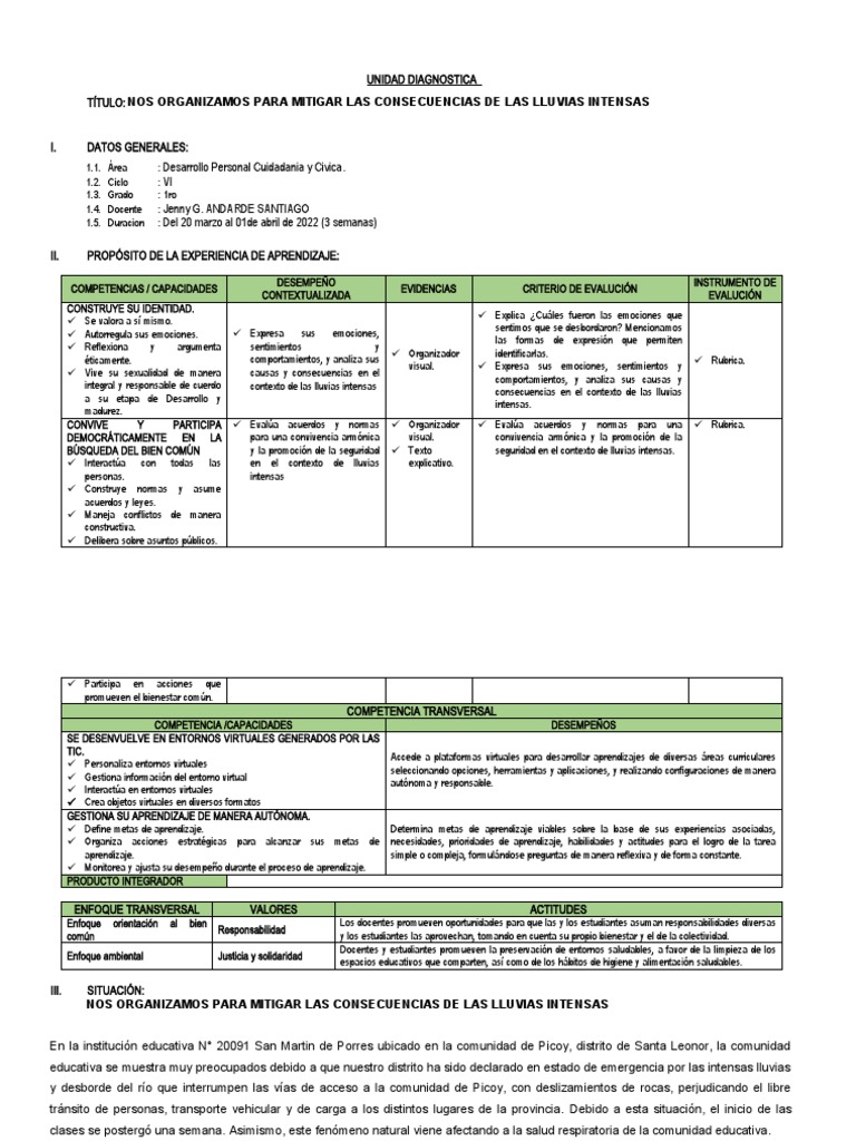 Unidad de Aprendizaje DPCC | PDF | Aprendizaje | Las emociones