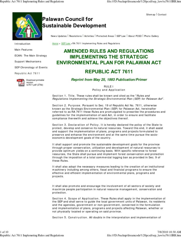 Republic Act 7611 IRR | PDF | Environmental Impact Assessment | Evaluation