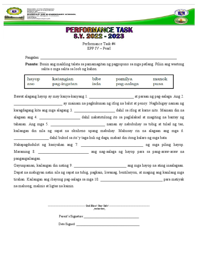 Performance Task # 4 EPP | PDF