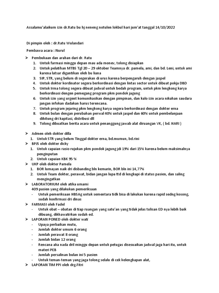 Notulen Lokbul | PDF