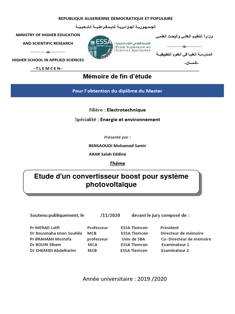 Mémoire de Fin D'étude PDF | PDF | Cellule photovoltaïque | Énergie solaire photovoltaïque