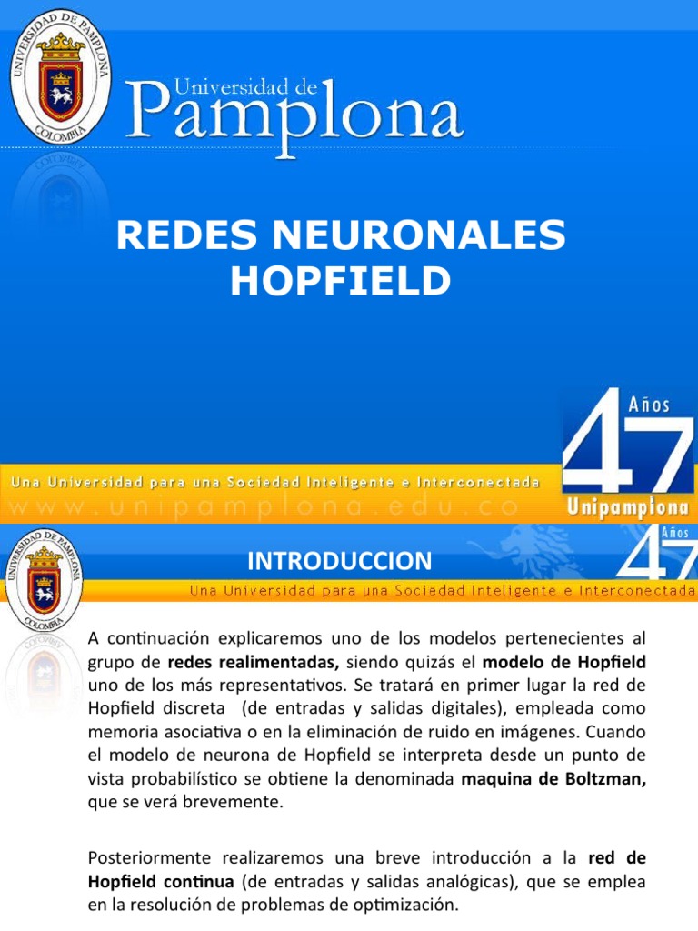 EXPO CONTROL INTELIGENTE Redes Hopfield | PDF | Red neuronal artificial ...
