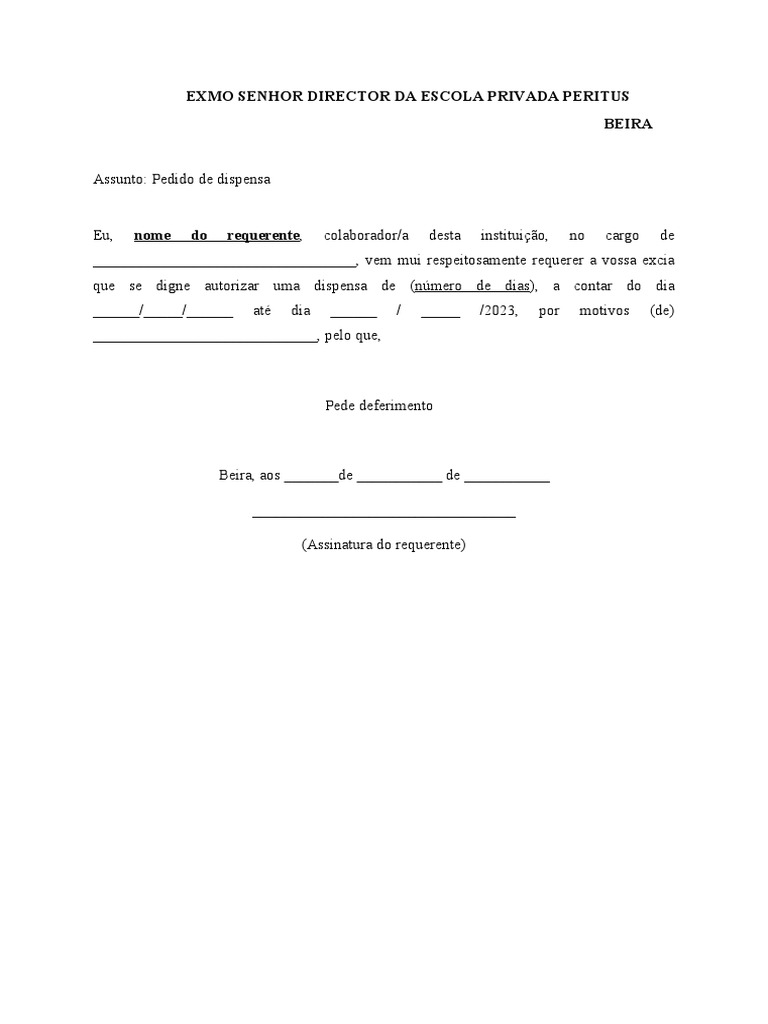 Minuta De Requerimentomodelo De Requerimento Escolar