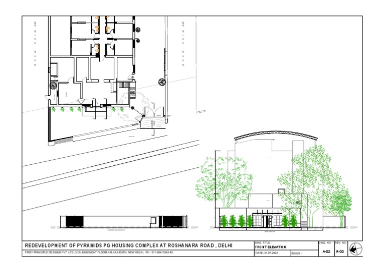 Section and Elevation Drawing of a Two Story Building with Dimensions ...