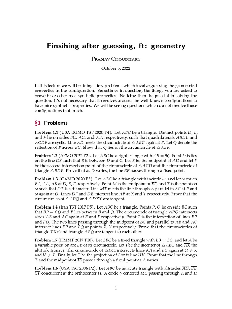 Geometry Pset-1 PDF | PDF | Triangle | Geometric Shapes