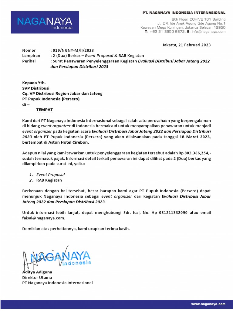 Surat Penawaran & RAB - Pupuk Indonesia - Aston Cirebon | PDF | Griya ...