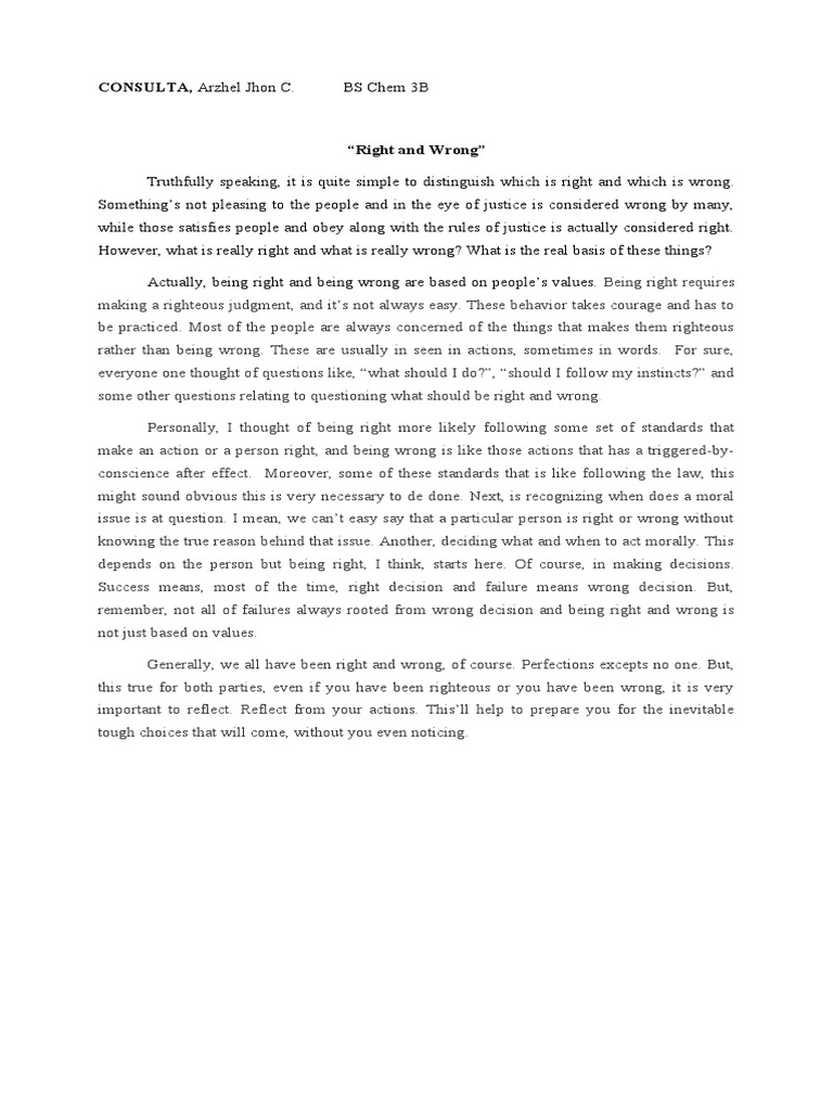 Right and Wrong | PDF