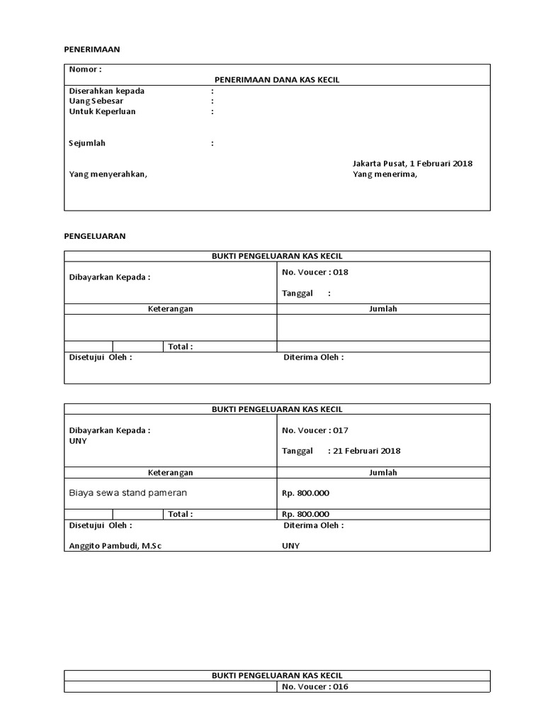 Form Kas Kecil 1 | PDF