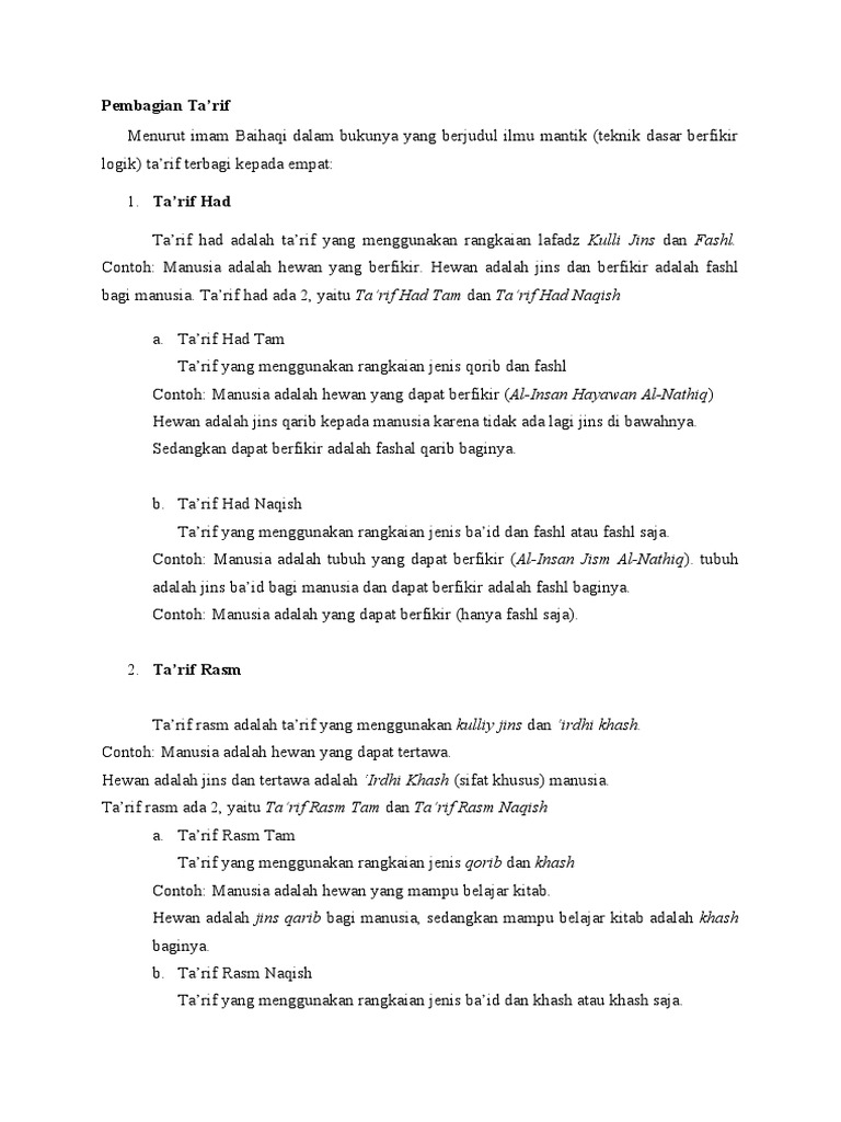 Pembagian Ta'RIF | PDF